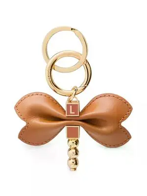 LANCEL Leather Dragonfly Charm - Brown