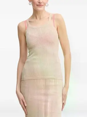 Dkny Ribbed-knit Sleeveless Top - Neutrals