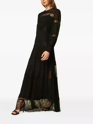 TWINSET Georgette And Lace Maxi Dress With Paneling