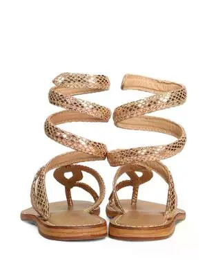 CBFUSION Snakeskin Effect Wrap-around Sandals