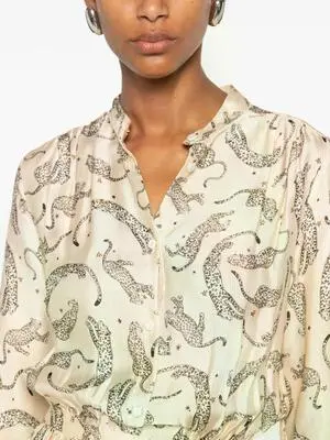 FORTE_FORTE Beige Leopard-print Midi Dress