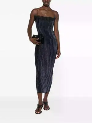 FFORME Lace-trim Plissé Midi Dress