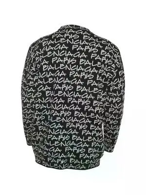 Balenciaga All-over Logo Intarsia Knit Crew Neck Sweater