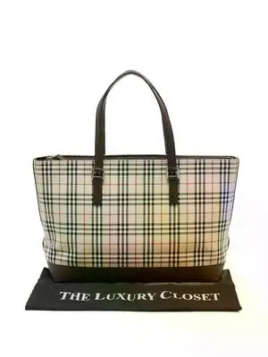 Burberry House Check Leather-trim Tote Bag
