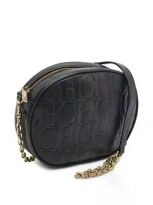 Carolina Herrera Monogram Embossed Shoulder Bag - Black