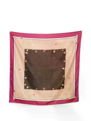 Liu Jo Logo-monogram Chain-print Scarf - Neutrals