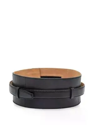 Celine Leather Wide Belt With Silver-tone Buckle