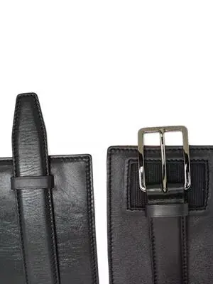 Celine Leather Wide Belt With Silver-tone Buckle