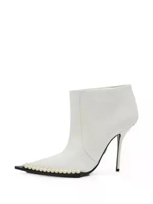 Dolce & Gabbana Faux-pearl Embellished Pointed-toe Stiletto Ankle Boots