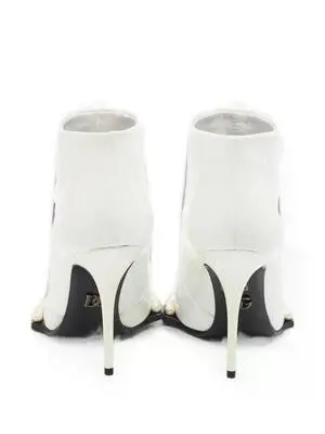 Dolce & Gabbana Faux-pearl Embellished Pointed-toe Stiletto Ankle Boots