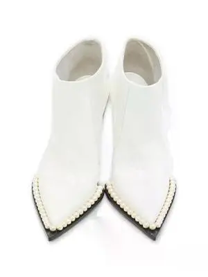 Dolce & Gabbana Faux-pearl Embellished Pointed-toe Stiletto Ankle Boots
