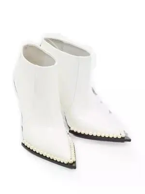 Dolce & Gabbana Faux-pearl Embellished Pointed-toe Stiletto Ankle Boots