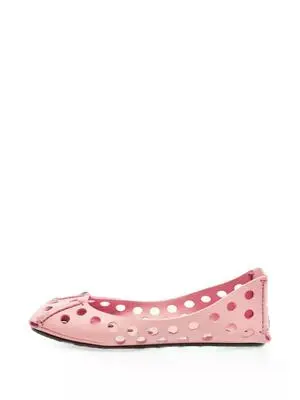 Alaïa Leather Cut-out Ballet Flats - Pink