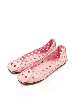 Alaïa Leather Cut-out Ballet Flats - Pink