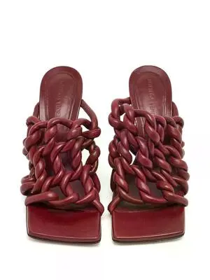Bottega Veneta Rope Detail Square Toe Stiletto Sandals - Red