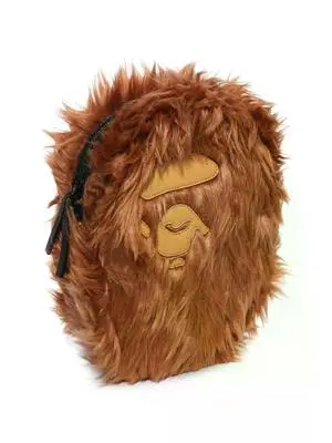 A BATHING APE Ape Head Faux-fur Messenger Bag - Brown