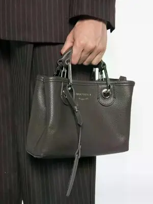 Emporio Armani Mini Myea Pebbled-texture Tote Bag - Grey