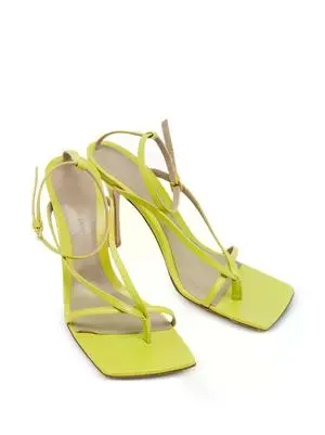 Bottega Veneta Square Toe High Stiletto Heel Ankle Strap Sandals - Green