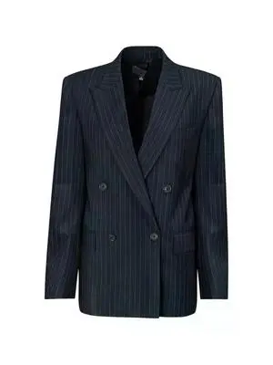 NILI LOTAN Leston Pinstriped Double-breasted Blazer - Blue