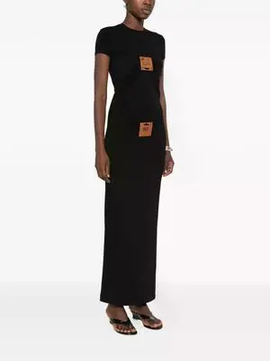 JEAN PAUL GAULTIER Logo-patch Gathered Maxi Dress
