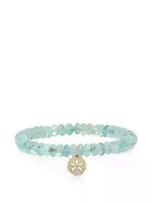 SYDNEY EVAN Aquamarine And Diamond Sand Dollar Charm Bracelet - Gold