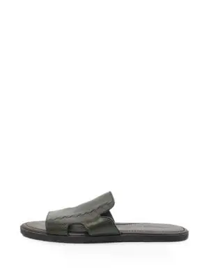 Bottega Veneta Leather Zig-zag Inlay Slides