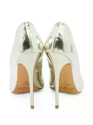 JIMMY CHOO Romy Tone Leather Metallic Finish Pointed Toe Pumps