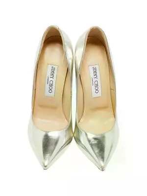 JIMMY CHOO Romy Tone Leather Metallic Finish Pointed Toe Pumps