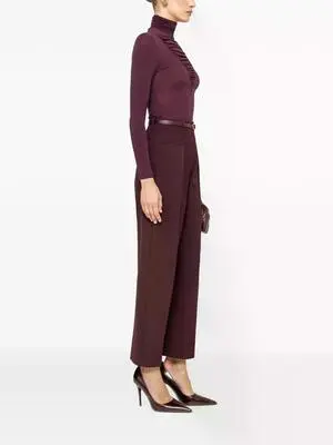 NISSA Lyocell Wool-blend Turtleneck Top - Red