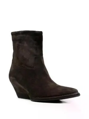 DEL CARLO Suede Pointed-toe Ankle Boots
