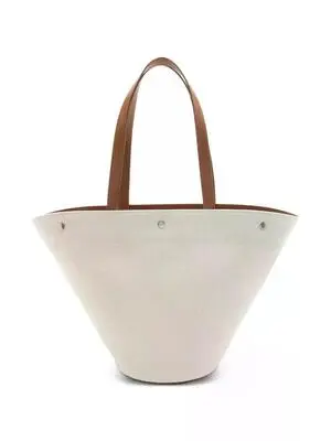 Saint Laurent Rive Gauche Trapezoid Tote Bag - Neutrals