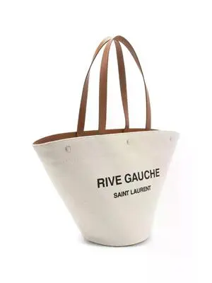 Saint Laurent Rive Gauche Trapezoid Tote Bag - Neutrals