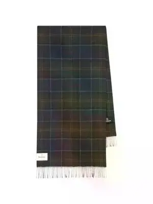 Barbour Shadow Classic Tartan Fringed Scarf - Green