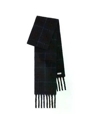 Burberry Narrow Check Alpaca Wool Blend Scarf - Blue