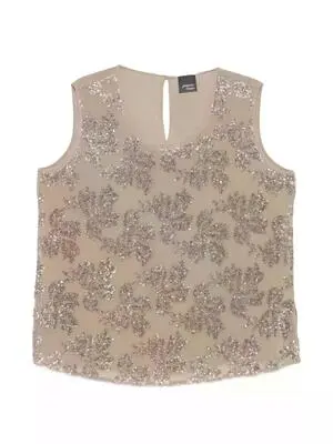 Marina Rinaldi Gioiosa Sequin-embellished Sleeveless Top - Neutrals