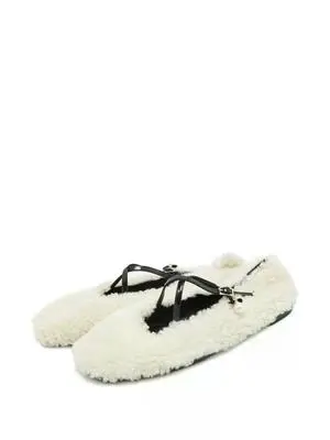 JIMMY CHOO Eleri Shearling Ballet Flats - White