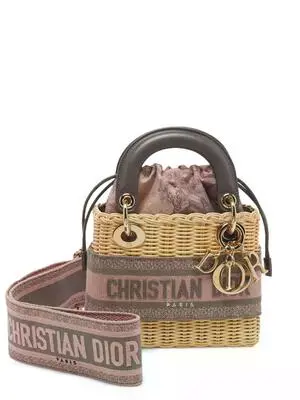 Dior 2023 Mini Lady Wicker Tote Bag - Neutrals