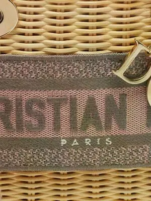 Dior 2023 Mini Lady Wicker Tote Bag - Neutrals
