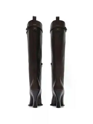Burberry Leather Knee-high Boots With Logo Plaque