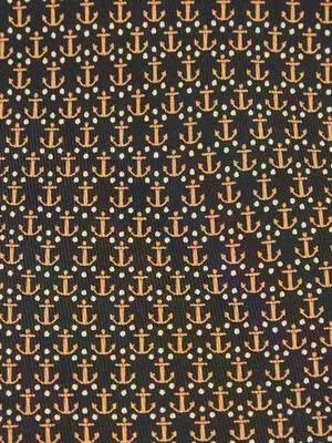 FERRAGAMO Anchor Pattern Silk Neck Tie - Black