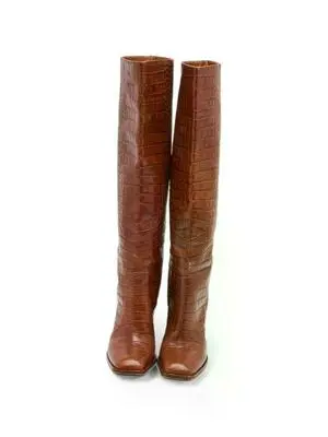 Paris Texas Croc-embossed Knee-high Boots