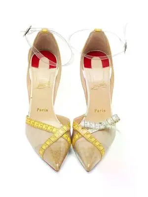 CHRISTIAN LOUBOUTIN Beige Transparent Paneled Pumps