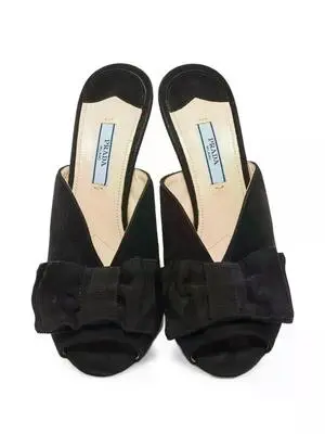 Prada Suede Bow Detail High Heel Sandals
