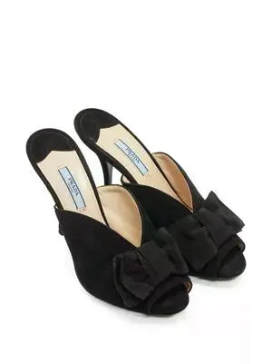 Prada Suede Bow Detail High Heel Sandals