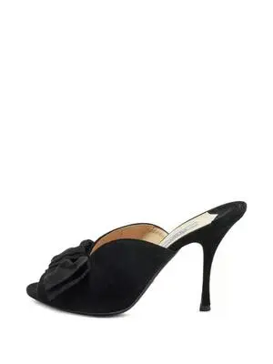 Prada Suede Bow Detail High Heel Sandals