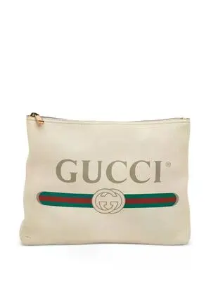 Gucci Logo Print Clutch Bag