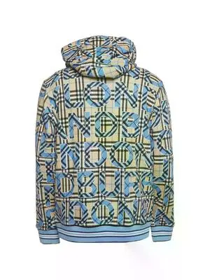 Burberry Checked Logo Print Cotton Knit Hoodie