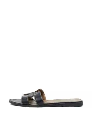 Hermès Oran H-shaped Slides - Black