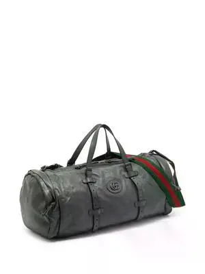 Gucci Leather Logo Plaque Duffel Travel Bag