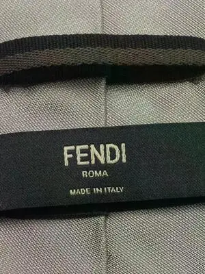 Fendi Logo Embroidered Silk Tie - Grey